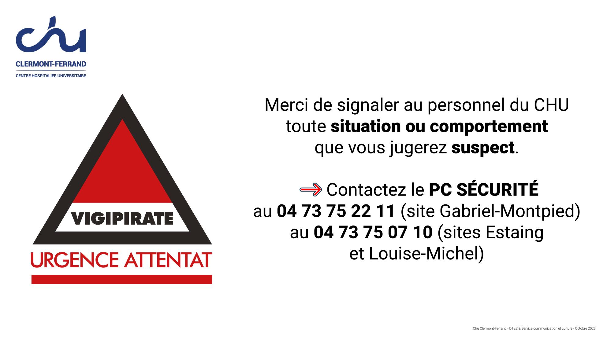 Plan vigipirate | Urgence attentat | CHU clermont-ferrand