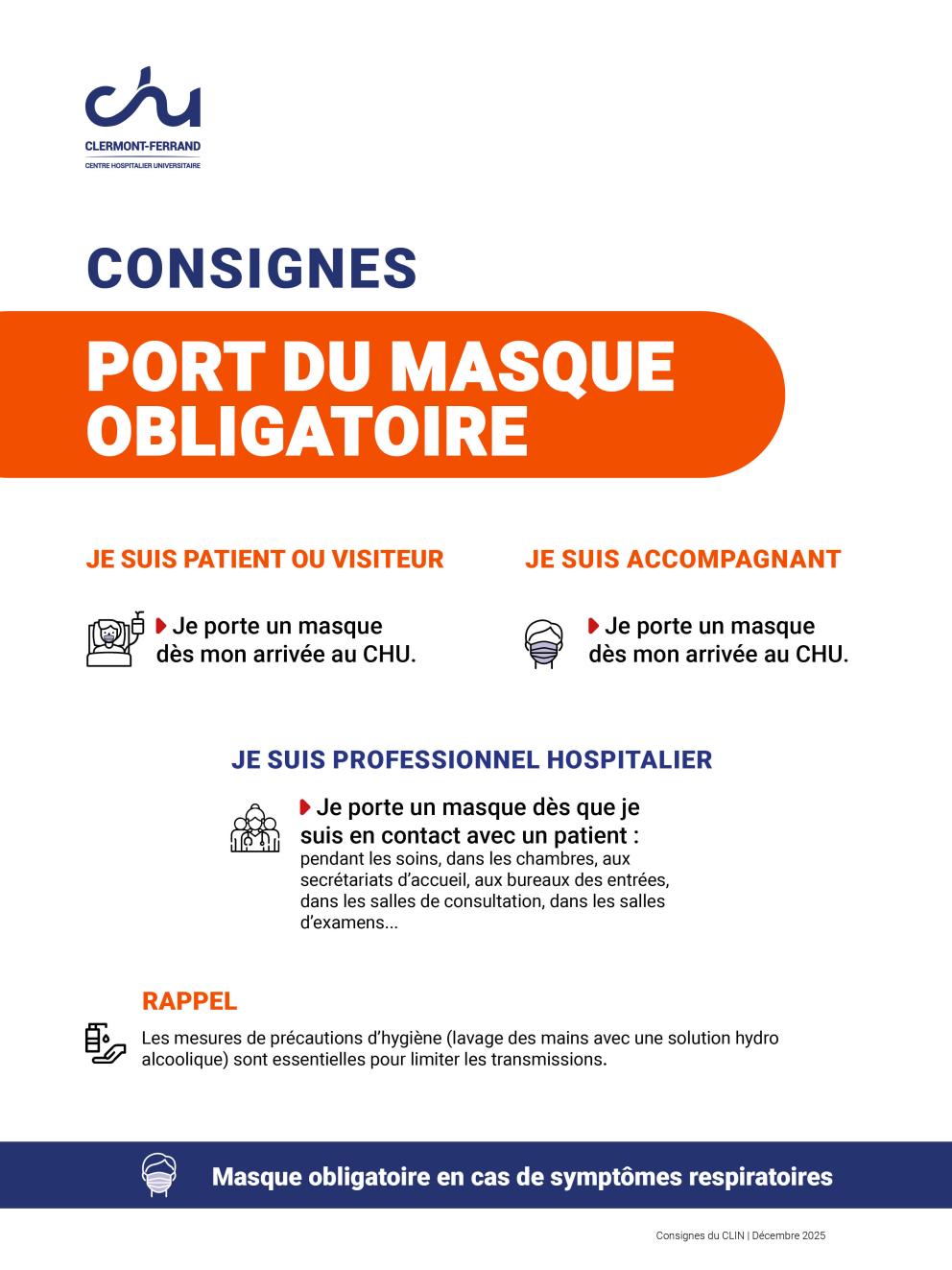 Port du masque | Nouvelles consignes | CHU clermont-ferrand